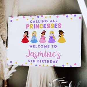 Editable Welcome Sign for Kids - Princess Colorful DIY Printable ...