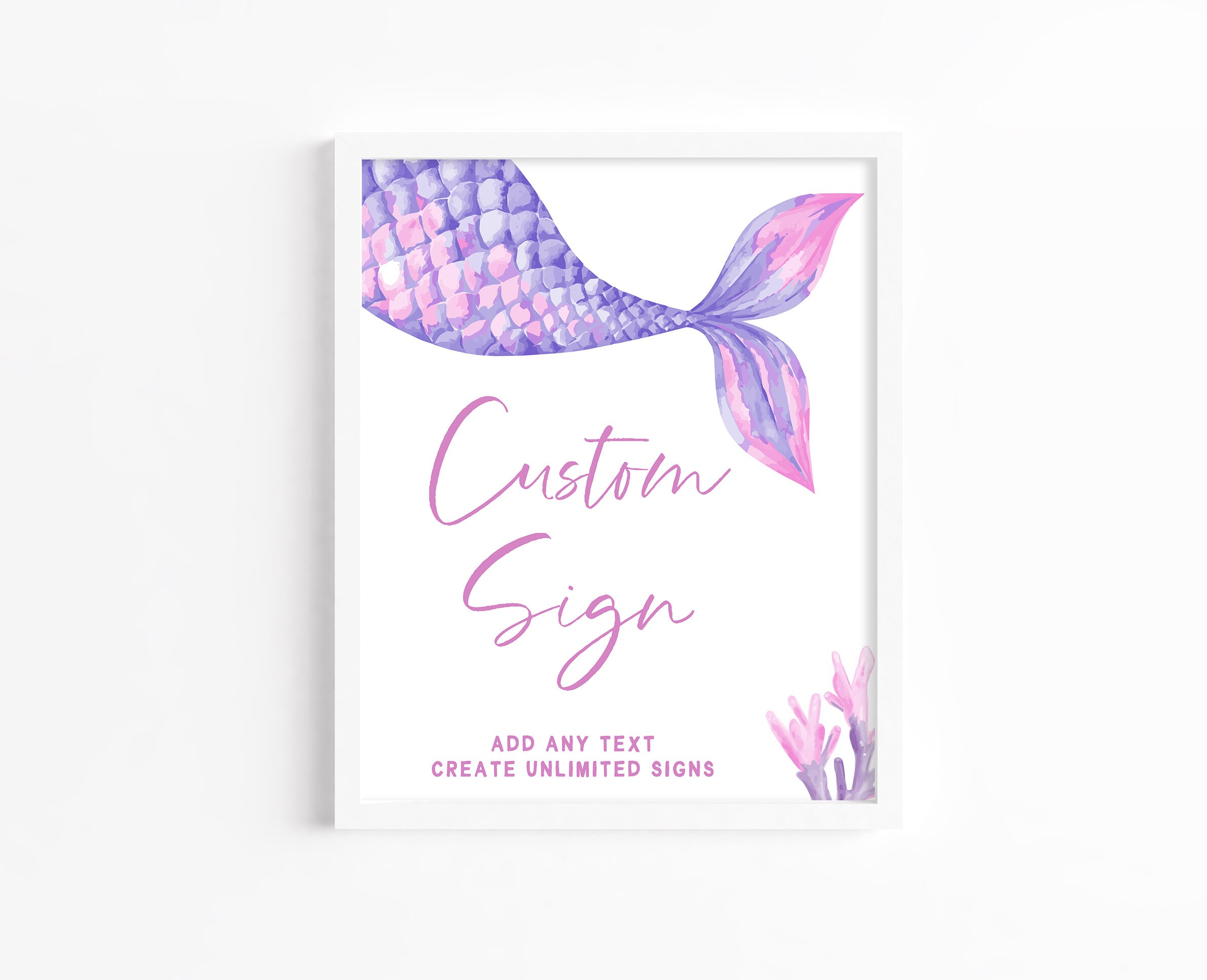 Mermaid Party Sign Custom Text Sign Under the Sea Birthday - Etsy Australia