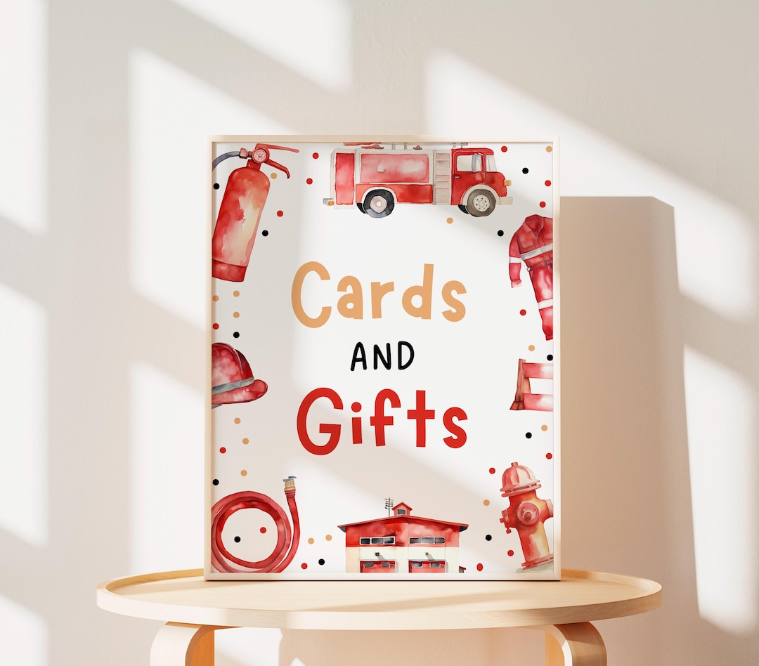 Fireman Party Table Sign, Fire Truck Editable Template Printable ...