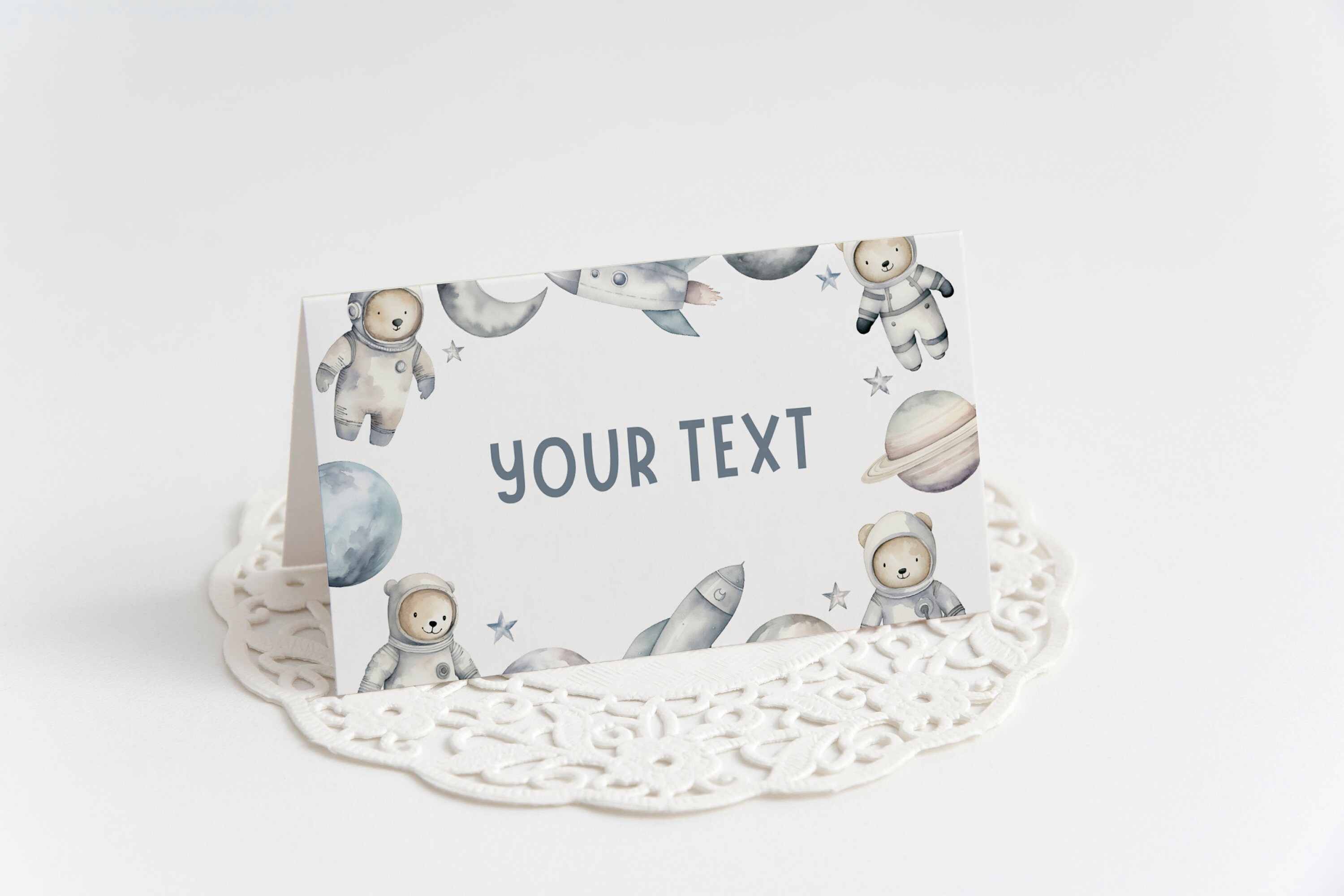 Astronaut Place Cards, Editable Printable Space Teddy Bear Galaxy ...