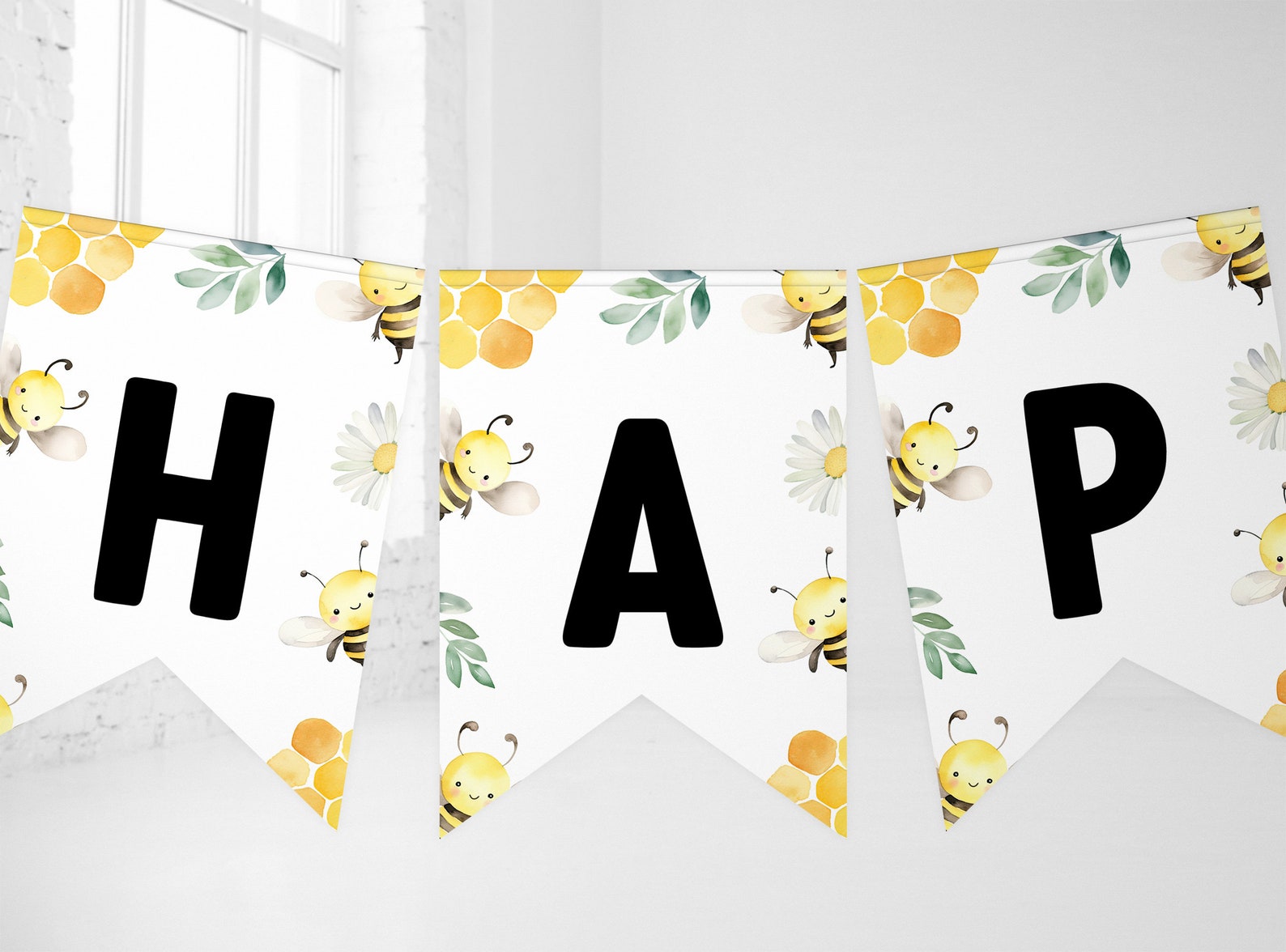 Bee Birthday Banner, Editable Template Printable Instant Download ...