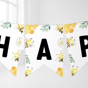 Bee Birthday Banner, Editable Template Printable Instant Download ...