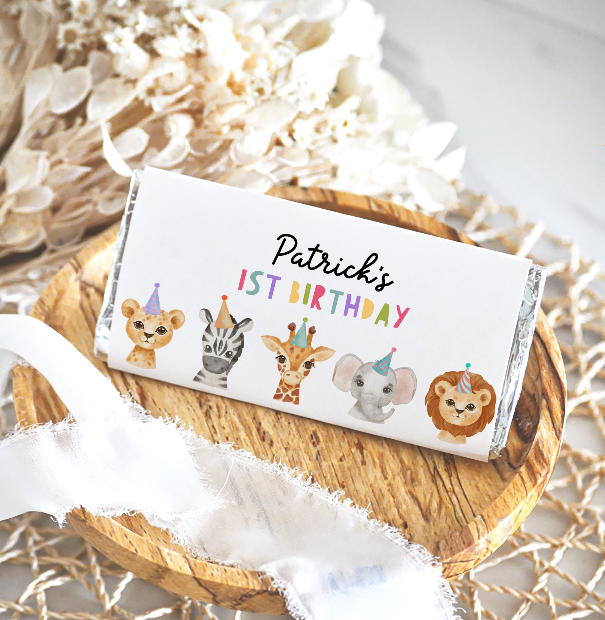 Editable Candy Bar Wrapper Template, Party Animals Birthday Chocolate ...