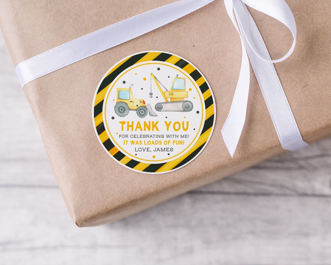 Construction Birthday Favor Tags, Editable Circle Labels for Party ...