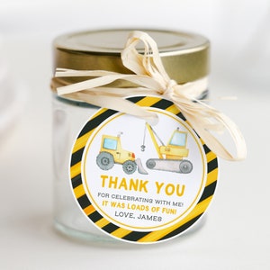 Editable Construction Birthday Circle Favor Tags Personalized ...