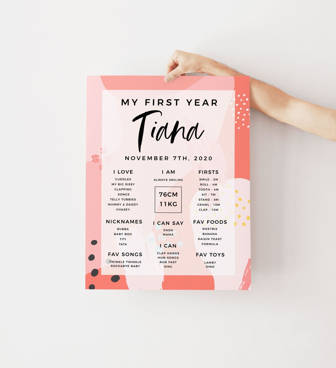 Colorful First Birthday Milestone Sign Orange, 1st Birthday Party Sign ...