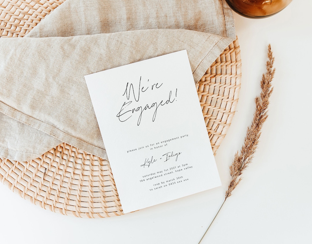 Modern Engagement Invitation Template, We're Engaged Invitation ...