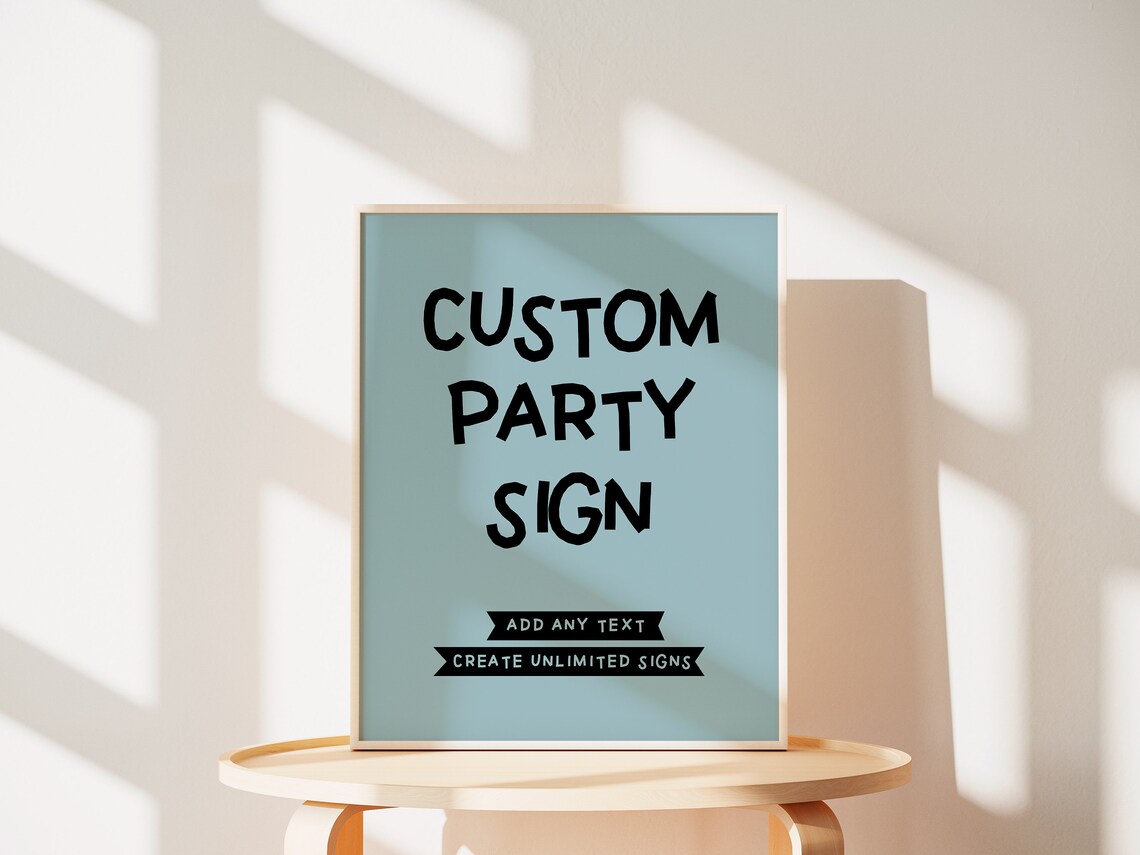 Blue Custom Party Sign INSTANT DOWNLOAD Printable Birthday | Etsy