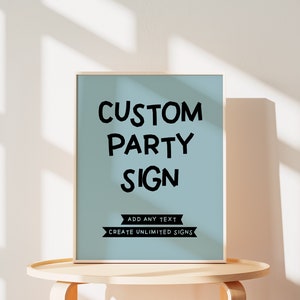 Blue Custom Party Sign INSTANT DOWNLOAD Printable Birthday Party Table ...