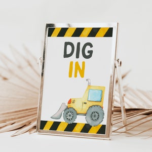 Dig in Construction Birthday Sign, Food Table Sign, Construction Truck ...