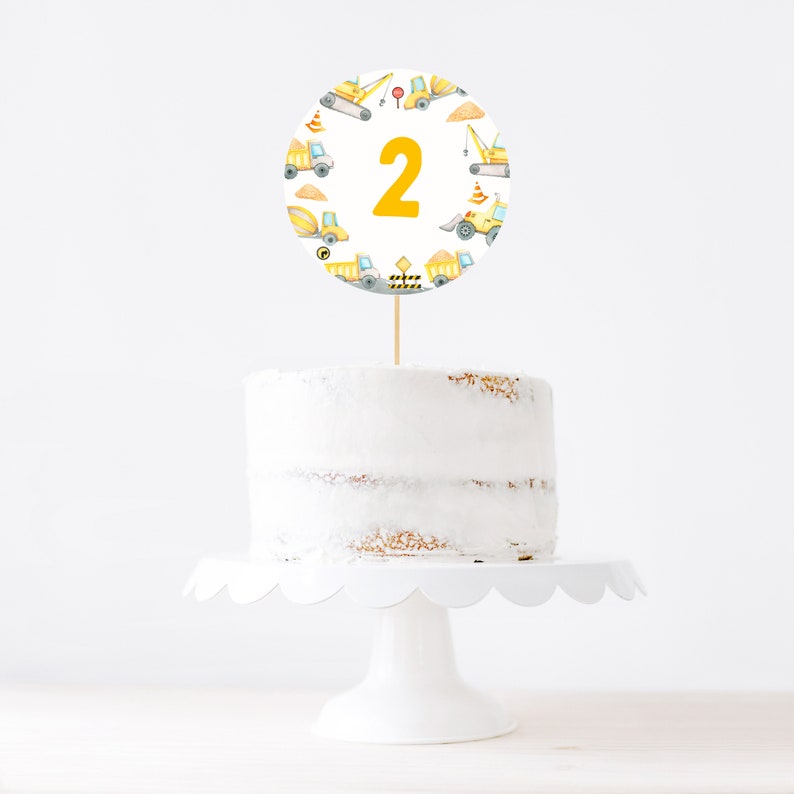 Editable Construction Themed Cake Topper Template for DIY - Etsy