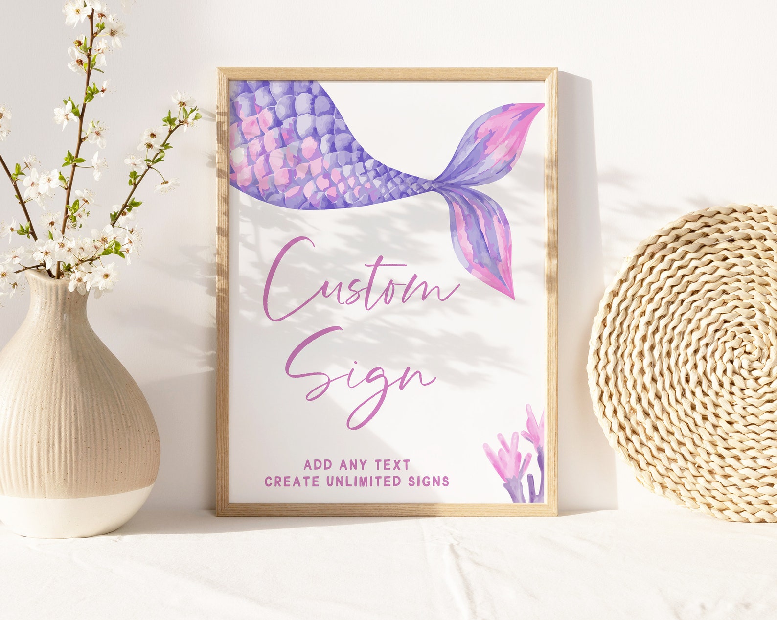 Mermaid Party Sign Custom Text Sign Under the Sea Birthday - Etsy Australia