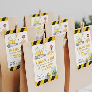 Editable Construction Birthday Party Favor Tags, DIY Party Favor Tags ...