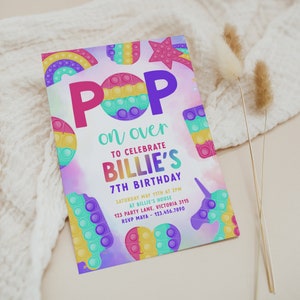Pop It Birthday Invitation Template, Printable Instant Download Kids ...