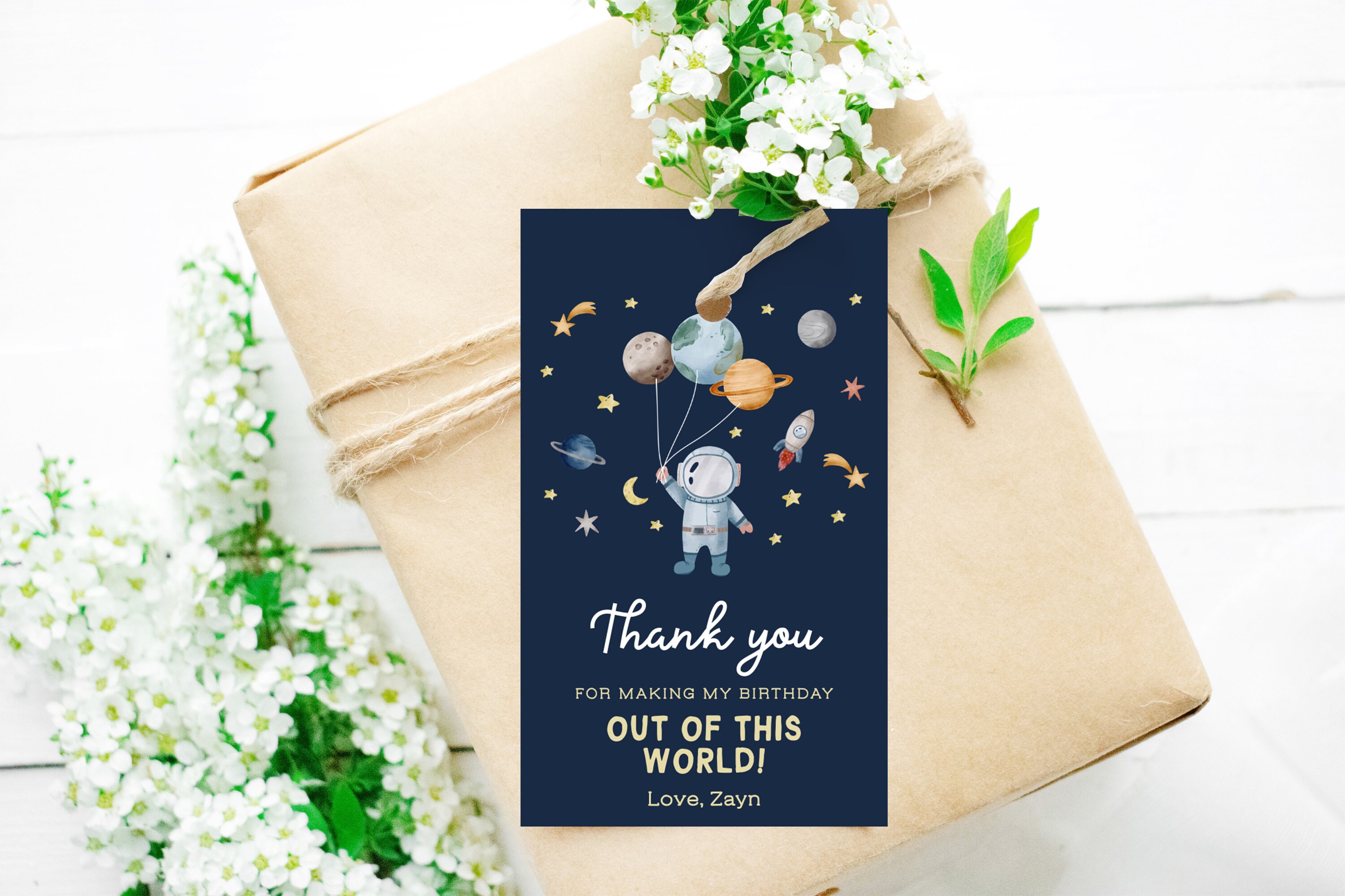 Editable Outer Space Favor Tags Space Birthday Thank You Label ...