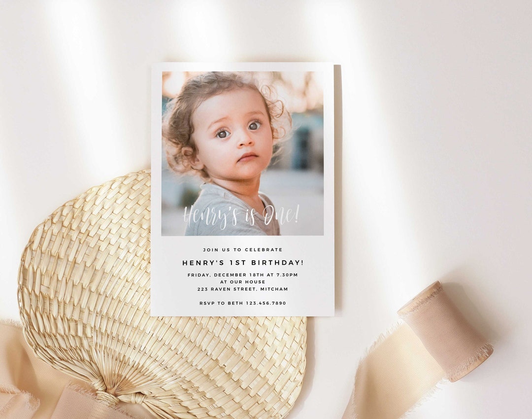 Minimalist First Birthday Invitation Template 1st Birthday Invite ...