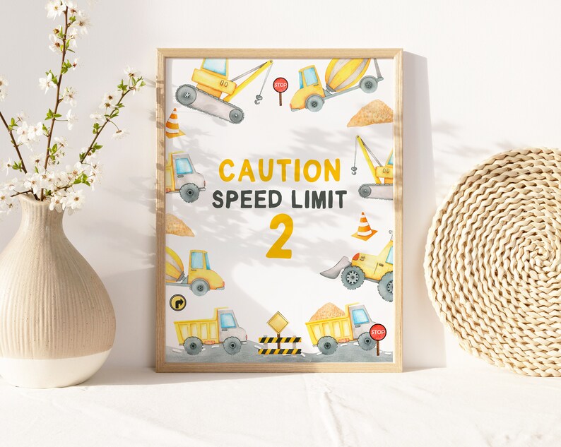 Editable Construction Themed Custom Party Sign Personalized - Etsy