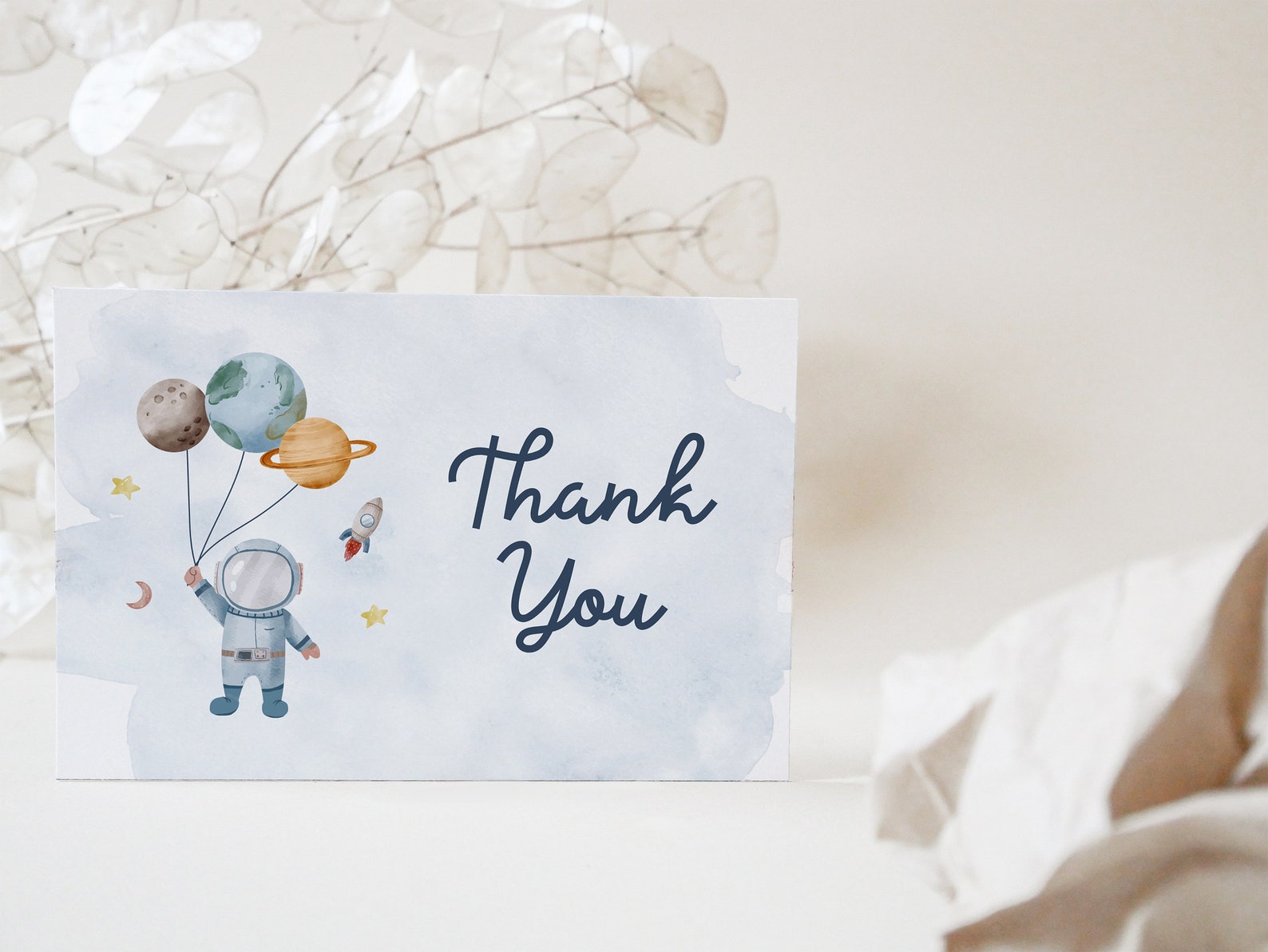 Editable Space Birthday Thank You Card Astronaut Planets to - Etsy ...