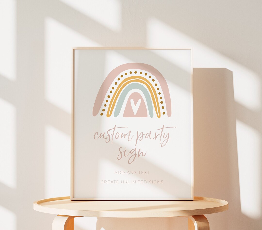 Rainbow Custom Sign Template Rainbow Baby Shower 8x10 Signs Pastel ...