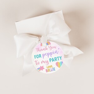 Printable Thank You Tag, Editable Pop It Fidget Toy Rainbow Pastel Pink ...