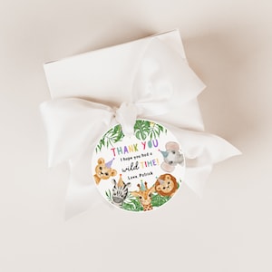 Editable Party Animals Favor Tags, Girl or Boy Wild One Safari Animals ...
