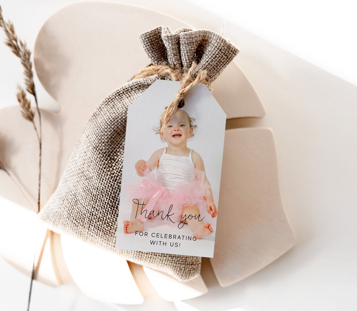 Editable Thank You Tag Birthday Party Favor Tag Modern Minimal - Etsy