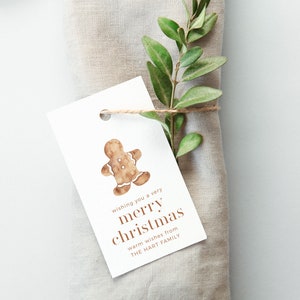 Gingerbread Man Christmas Gift Tag Template Printable Cute Holiday ...