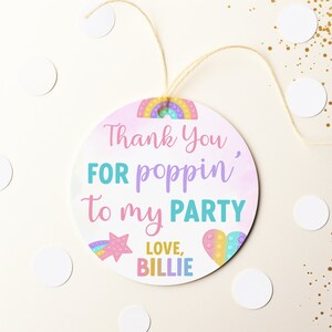 Printable Thank You Tag, Editable Pop It Fidget Toy Rainbow Pastel Pink ...
