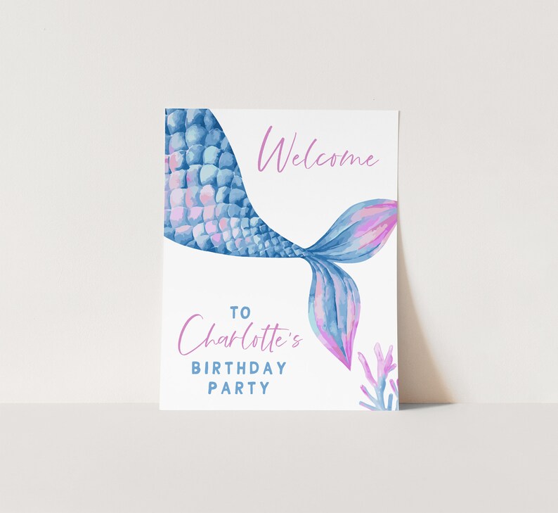 Mermaid Party Sign Welcome Mermaids Birthday Party Sign Under - Etsy ...