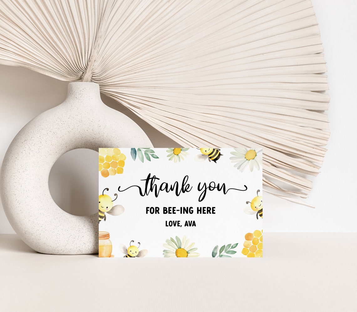 Honey Bee Thank You Card, Editable Template Printable Instant Download ...