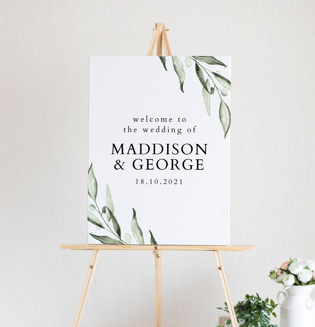 Editable Welcome Sign, Welcome Sign Template, Greenery Welcome Sign DIY ...