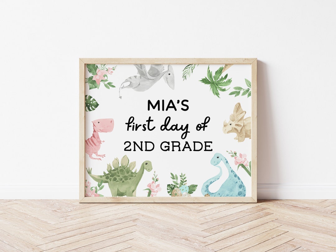 First Day of School Sign - Dinosaur Editable Template, Instant Download ...
