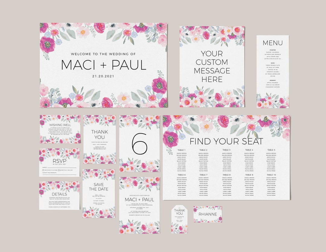 Editable Wedding Suite Template, Instant Download Printable Wedding ...