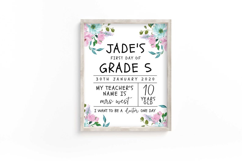 First Day of Grade 5 Sign Printable First Day Sign Editable | Etsy