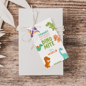 Editable Dinosaur Birthday Favor Tags, Printable Dinosaur Thank You Tag ...