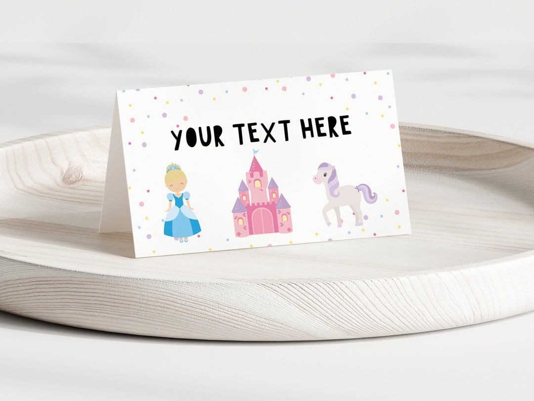 Fairy Princess Place Card, Magical Castle Rainbow Editable Template ...