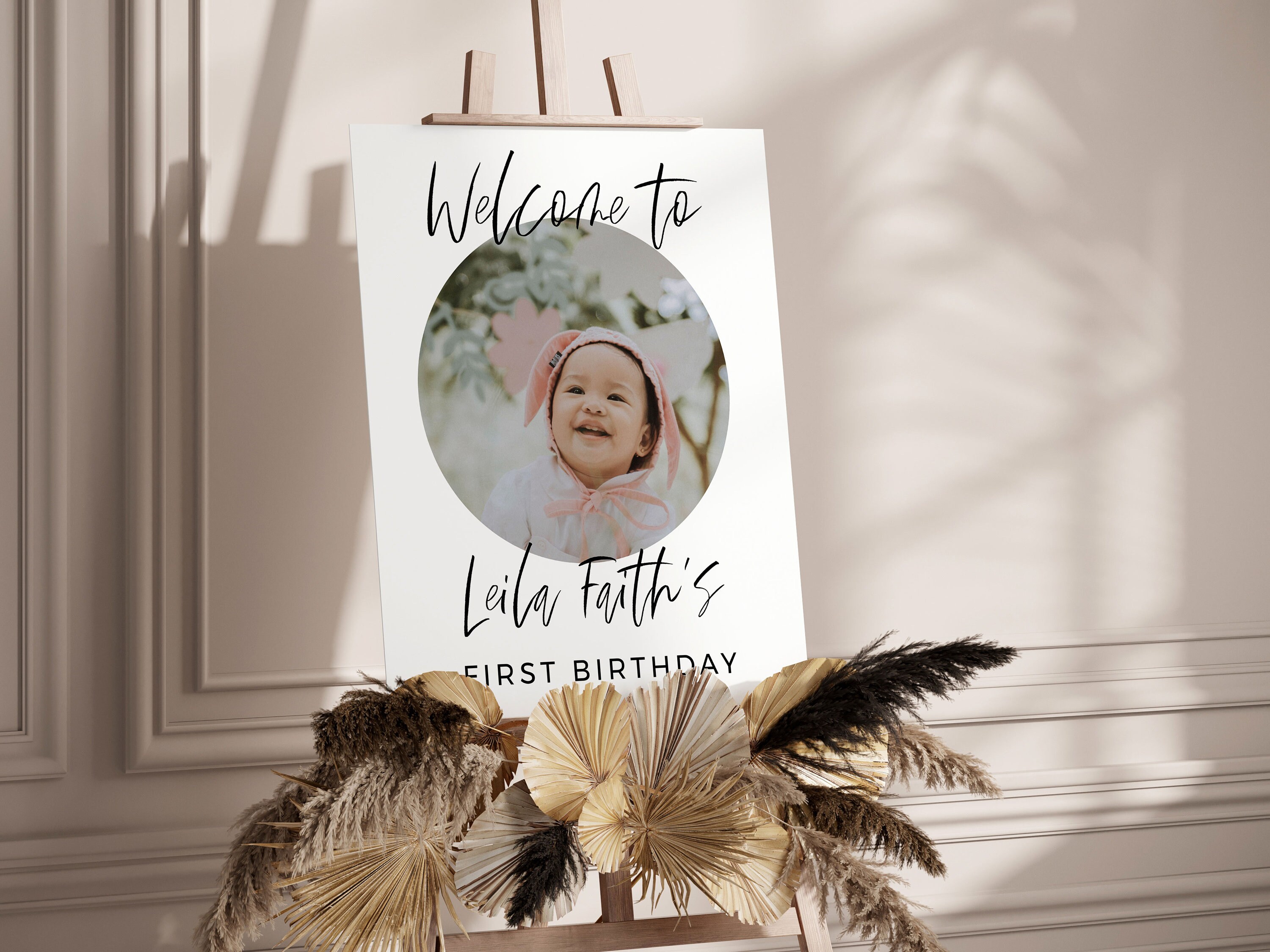 Welcome Birthday Sign With Picture, Photo Birthday Welcome Sign, Modern ...