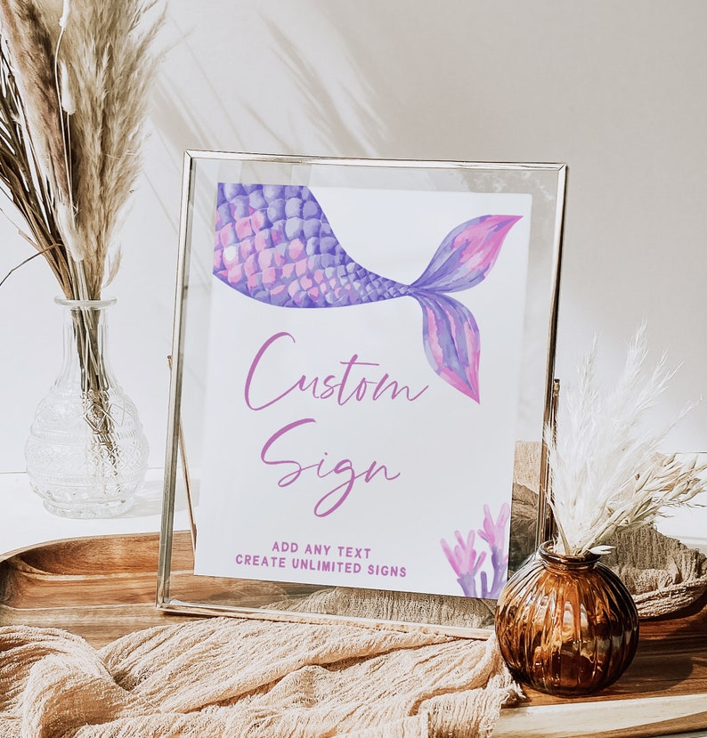 Mermaid Party Sign Custom Text Sign Under the Sea Birthday - Etsy Australia