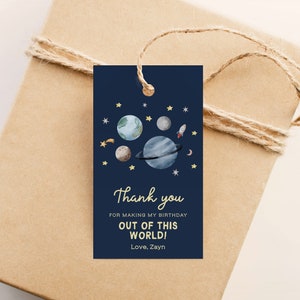 Editable Outer Space Favor Tags Space Birthday Thank You Label ...