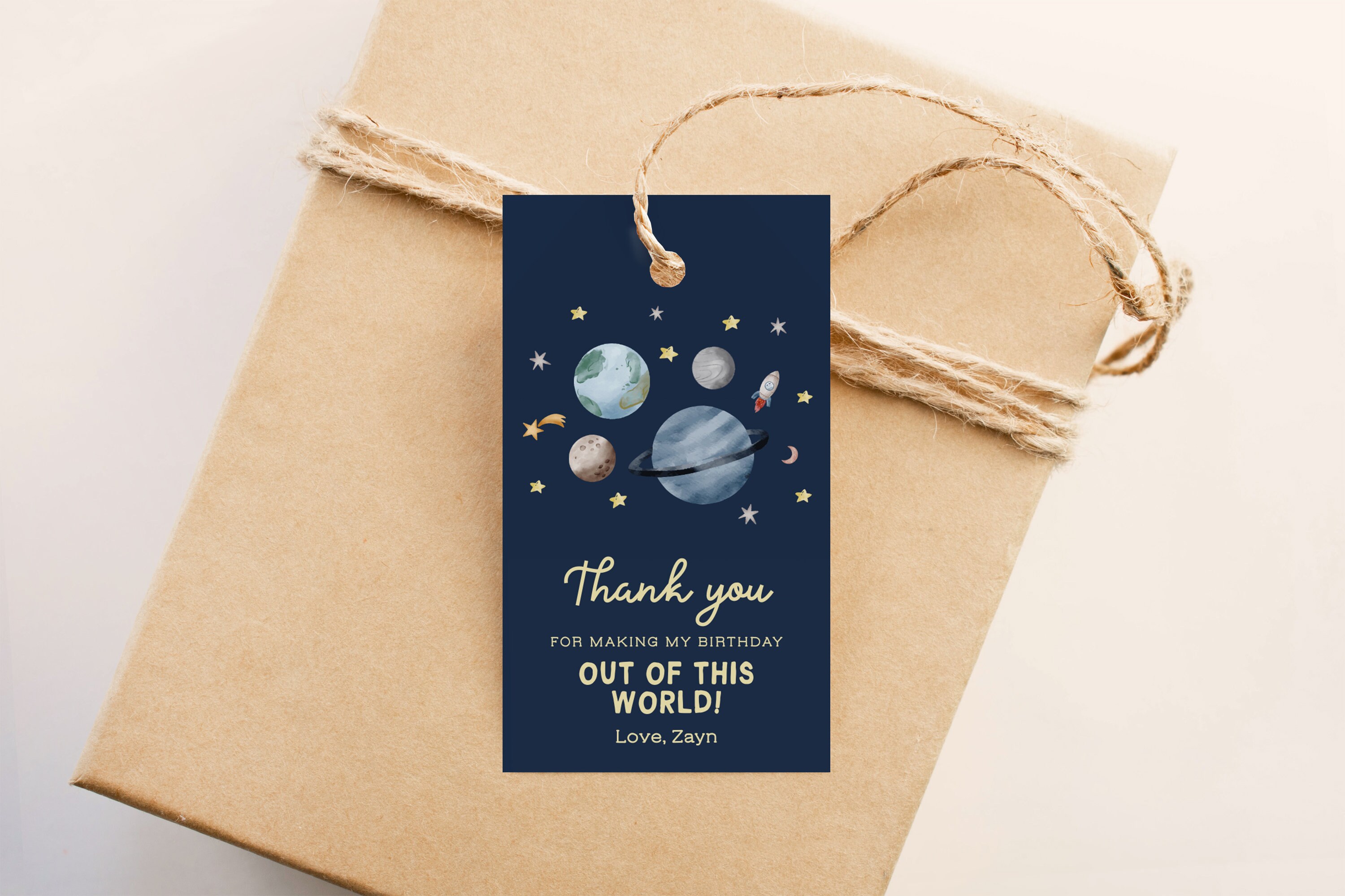 Editable Outer Space Favor Tags Space Birthday Thank You Label ...