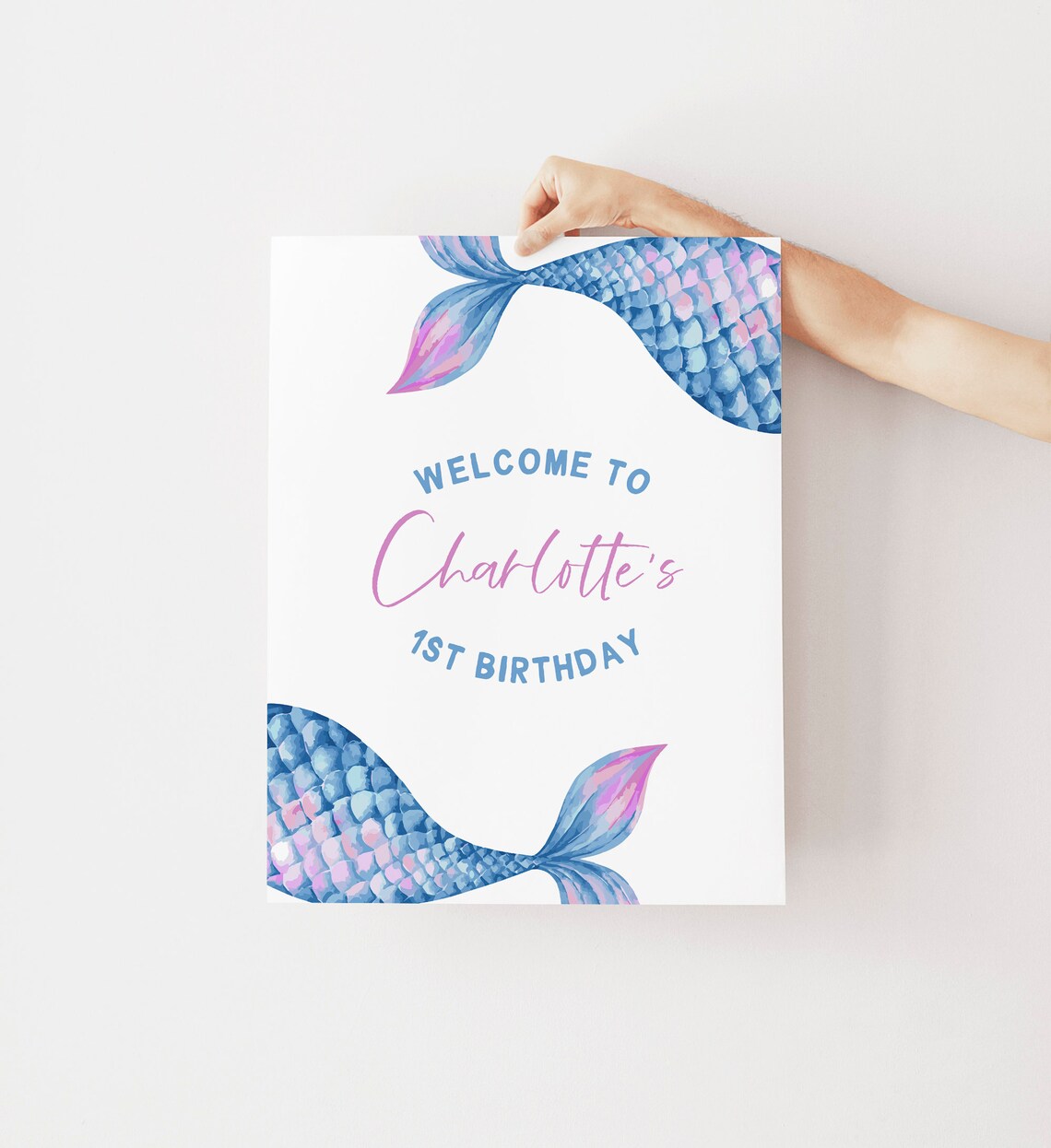 Mermaid Welcome Sign Editable Mermaid Birthday Sign Girl Mermaid Tail ...