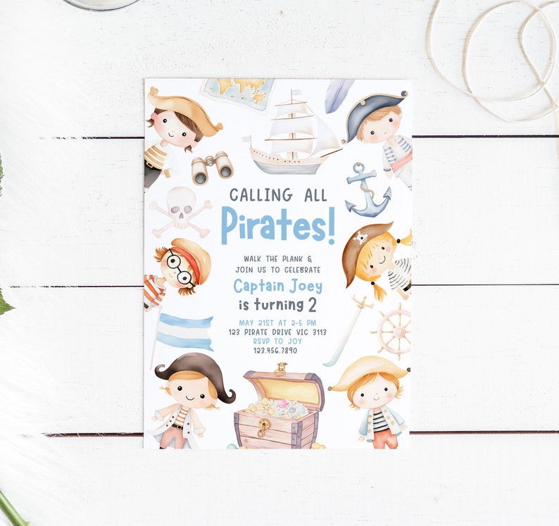 Calling All Pirates Birthday Invitation, Boys 1st 2nd 3rd 4th 5th ...