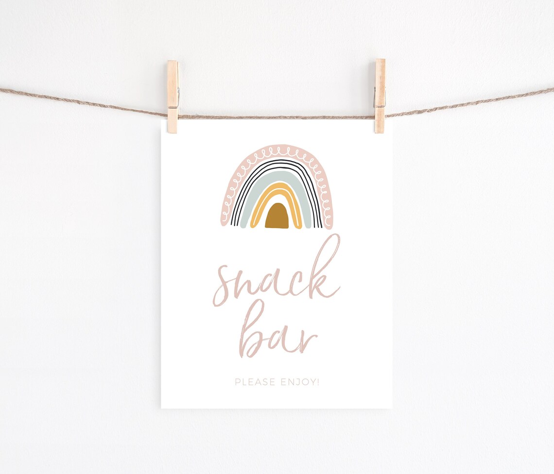 Rainbow Snack Bar Sign INSTANT DOWNLOAD Printable Table Party Food Sign ...