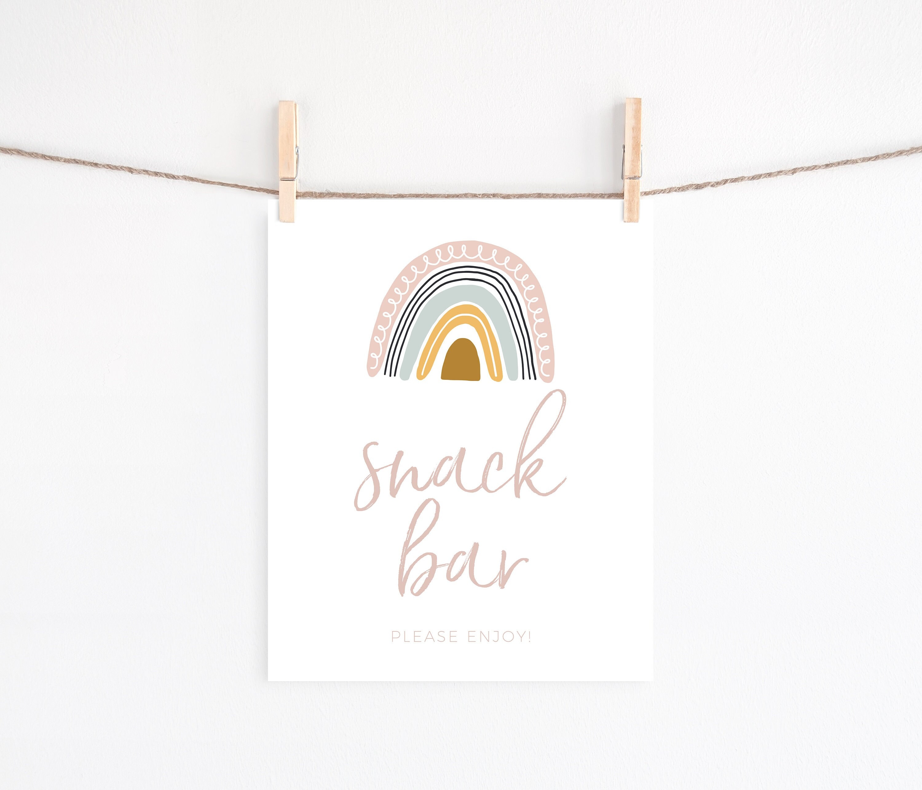 Rainbow Snack Bar Sign INSTANT DOWNLOAD Printable Table Party Food Sign ...