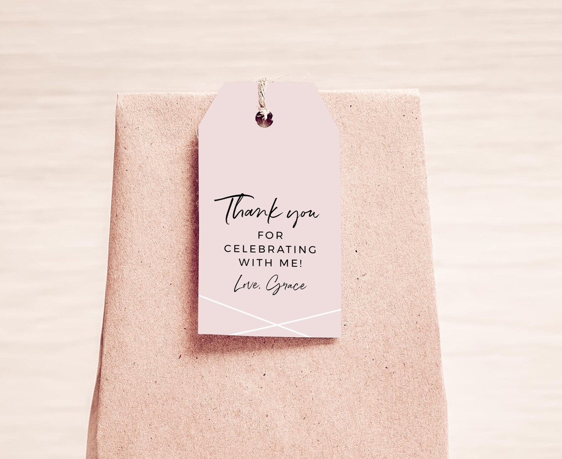 Editable Favor Tag Blush Pink Gift Tags Pink Thank You Tags Pastel Pink ...