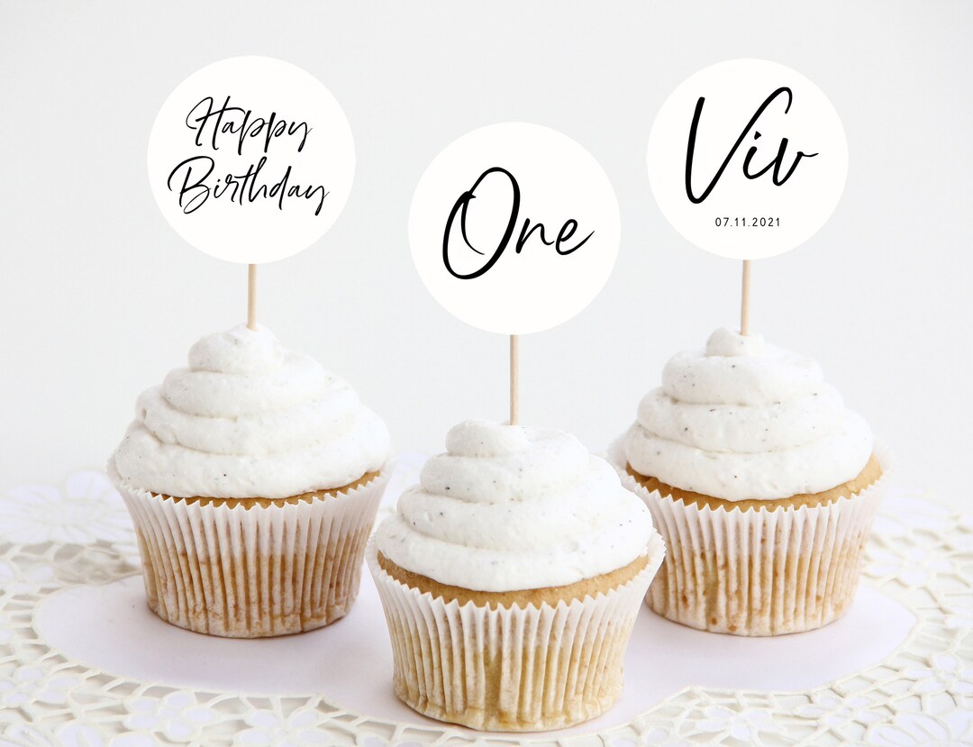 Editable Cupcake Toppers, Printable Simple Cupcake Topper Template ...
