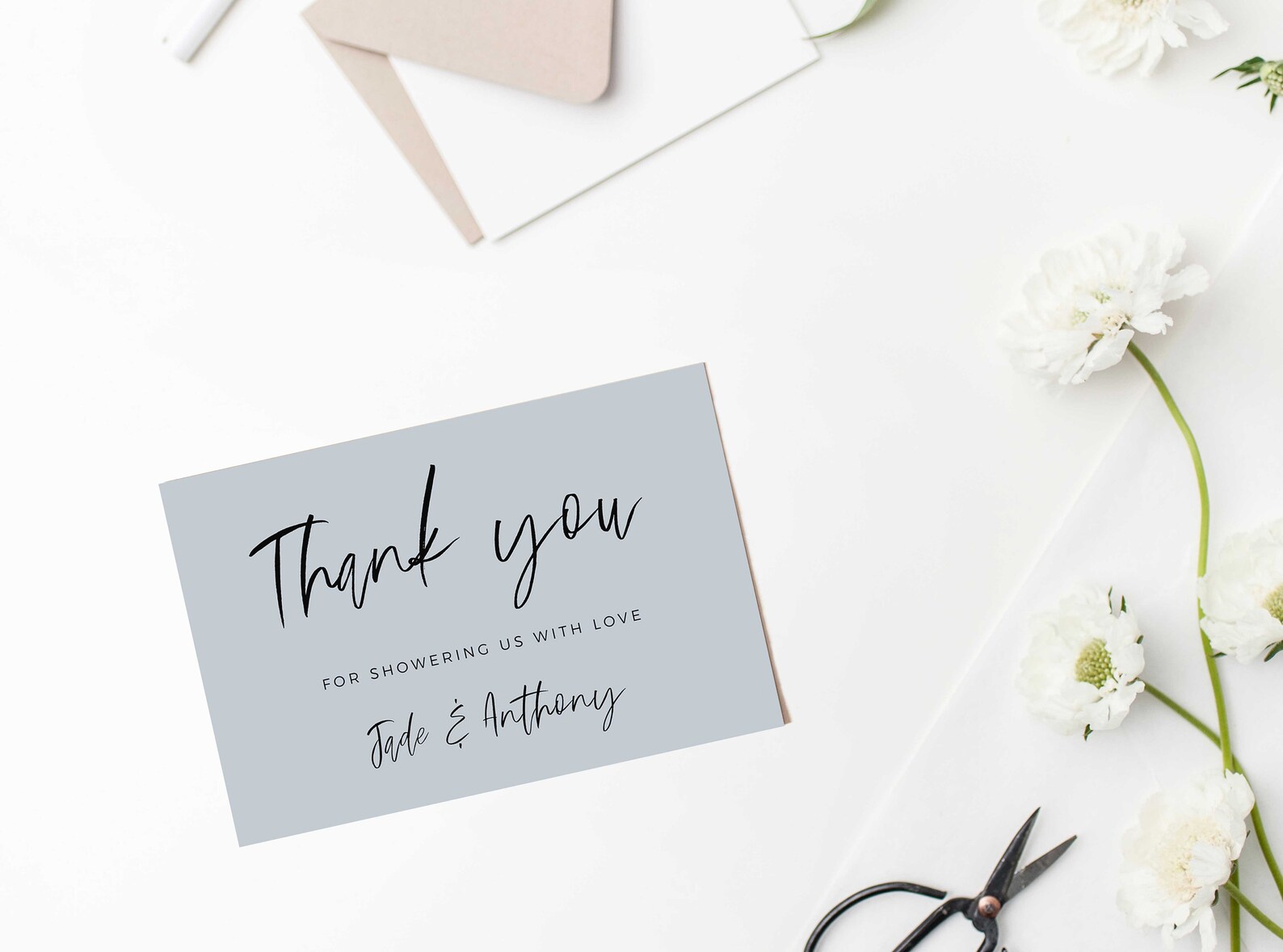 Blue Thank You Card INSTANT DOWNLOAD Personalised Thank You - Etsy