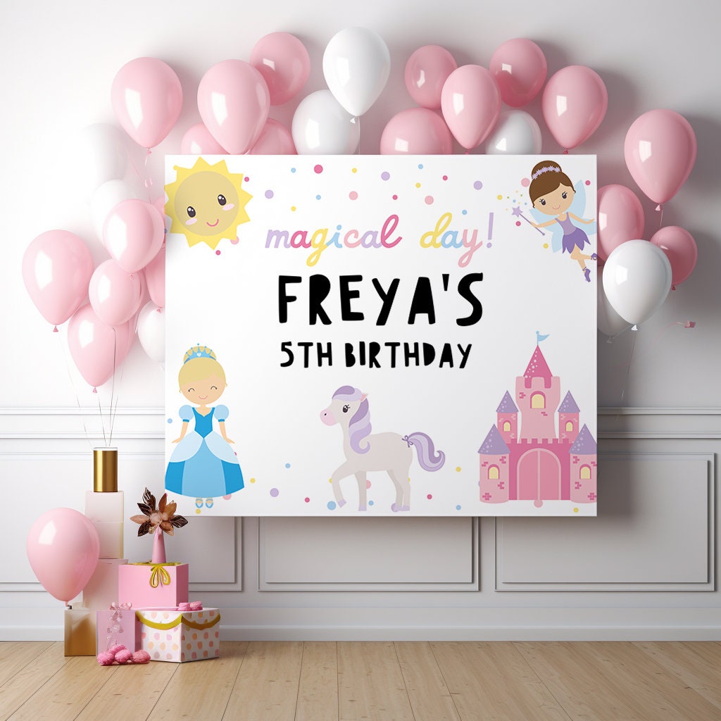 Editable Backdrop Banner, Fairy Princess Castle Printable Magical ...