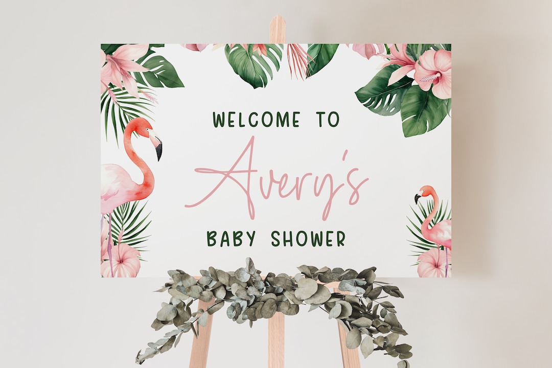 Flamingo Welcome Sign, Instant Download Editable Pink Tropical Party ...