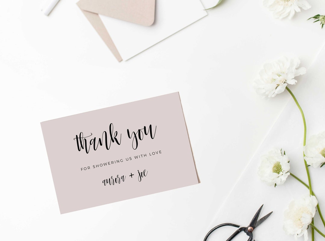 Blush Thank You Card INSTANT DOWNLOAD Personalised Thank You Note ...